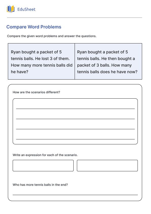 Compare Word Problems Part 3 Worksheets | Free Download at Orchids ...
