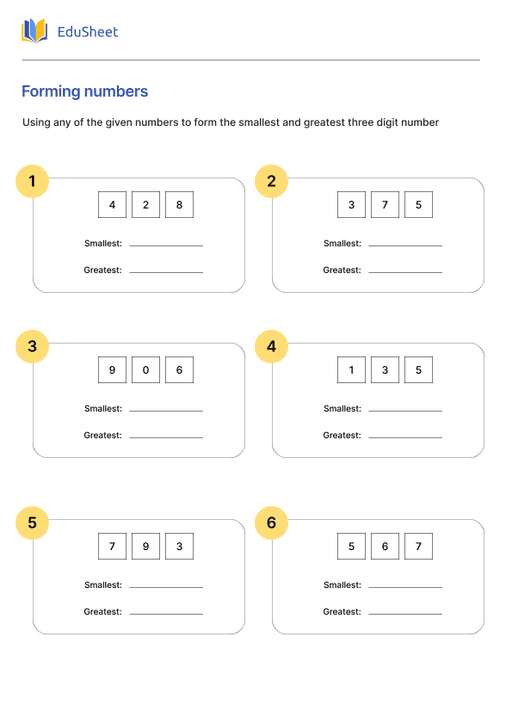 Forming numbers Worksheets | Free Download at Orchids International