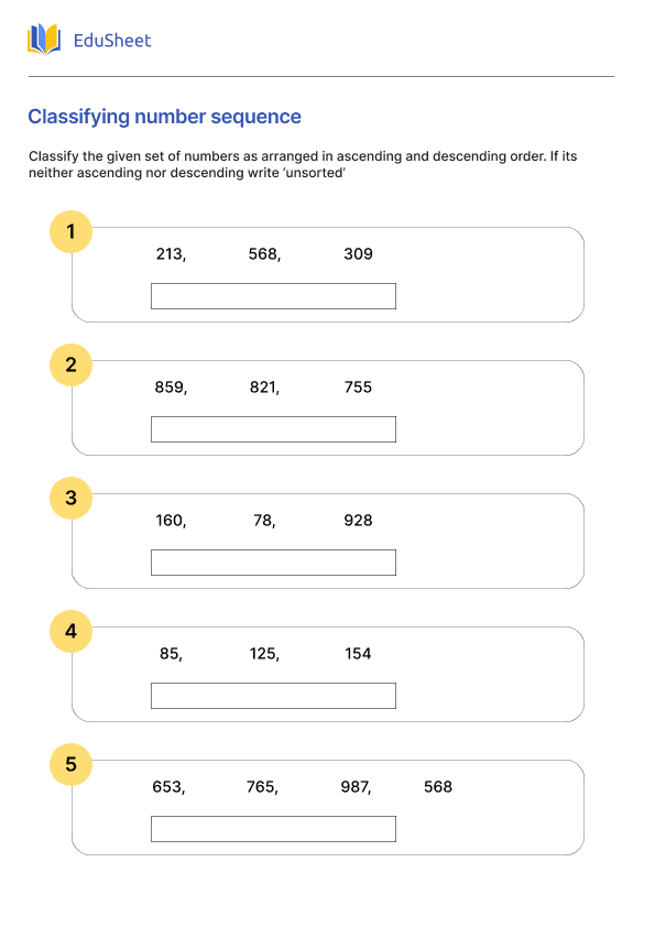 Classifying number sequence Worksheets | Free Download at Orchids ...