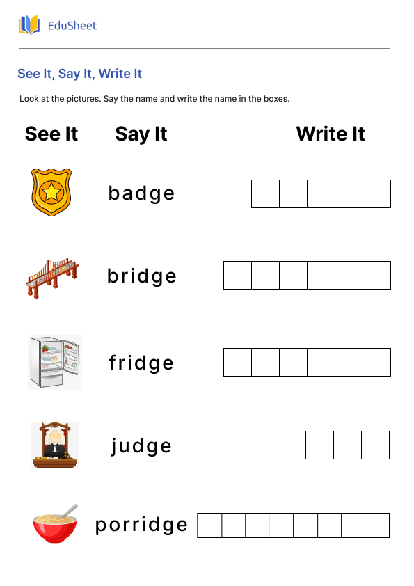 See It, Say It, Write It Worksheets | Free Download at Orchids ...