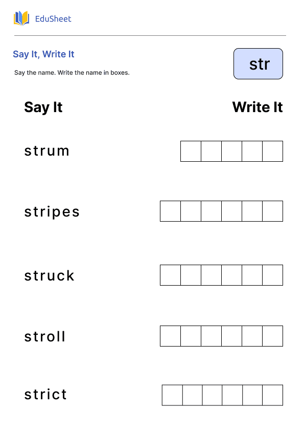 Say It, Write It Worksheets | Free Download at Orchids International