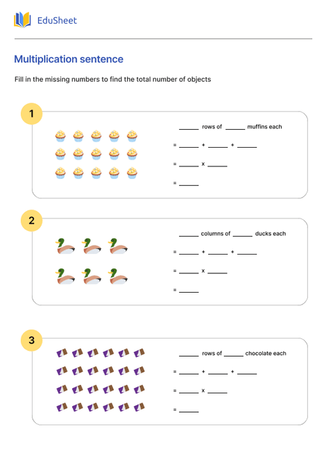 Multiplication sentence Part 2 Worksheets | Free Download at Orchids ...