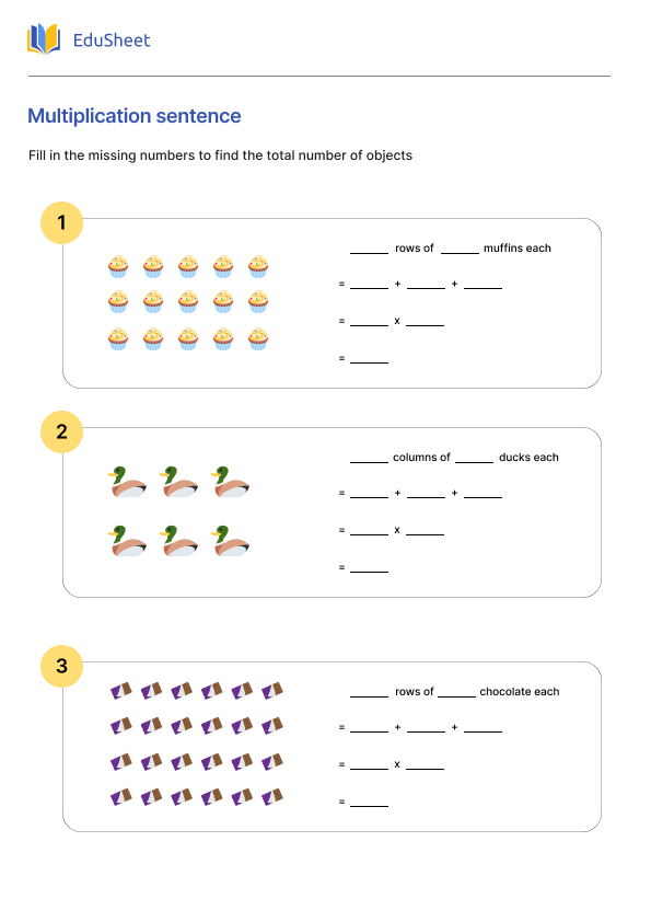 Multiplication sentence Part 2 Worksheets | Free Download at Orchids ...