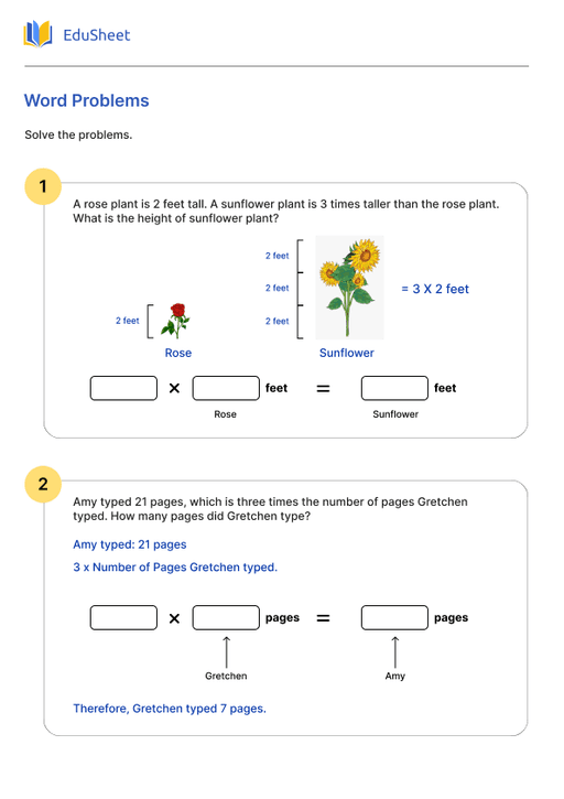 Word Problems Part 1 Worksheets | Free Download at Orchids International