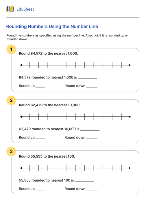 Rounding Numbers Using the Number Line Worksheets | Free Download at ...