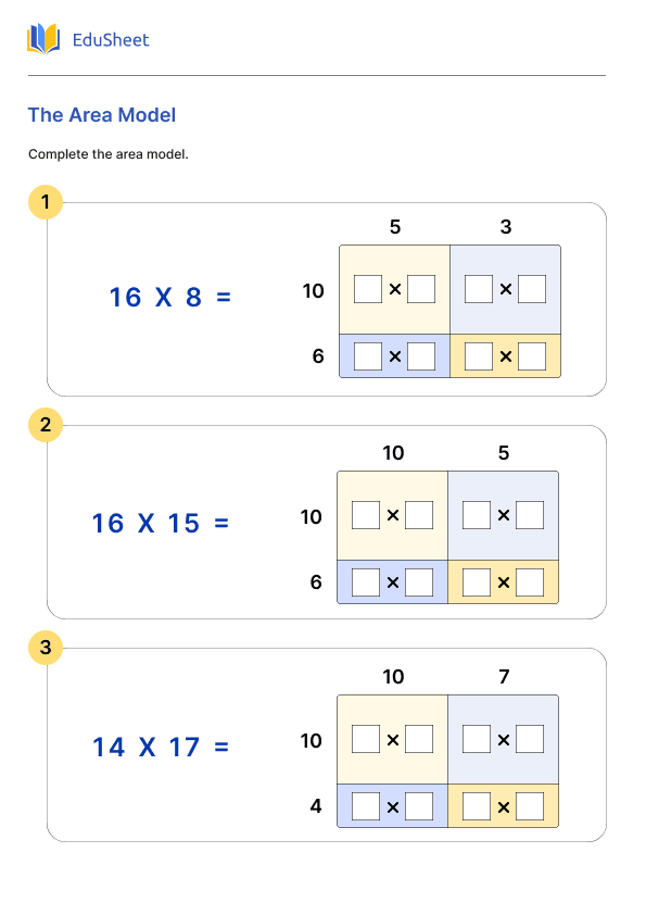 The Area Model Part 1 Worksheets | Free Download at Orchids International